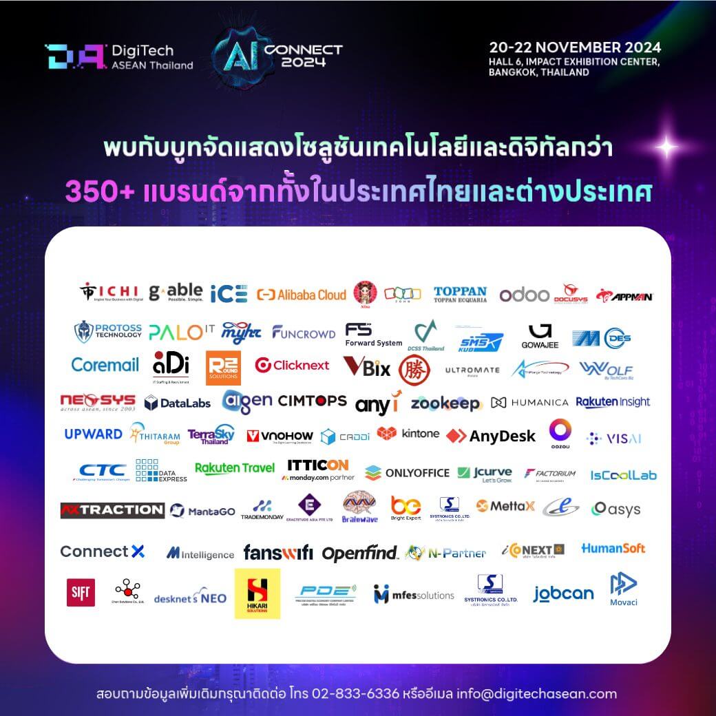 DigiTech ASEAN Thailand & AI Connect 2024 เริ่ม 20-22 พ.ย.67